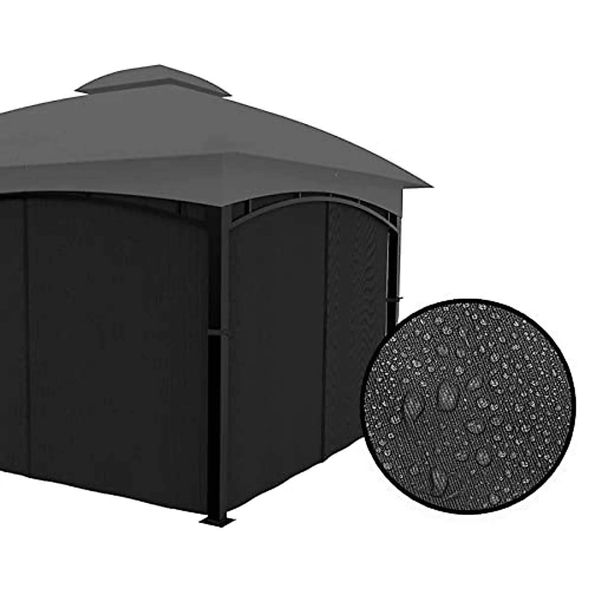 Gazebo Universal Replacement Privacy Curtain 4-Panels sidewall with Zipper (ONLY Curtain) (10' x 13', Black)