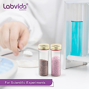 Labvida 25ml Clear Glass Vials with Plastic Stoppers, 20 Pack Glass Vials with Screw Caps, Leak-Proof Small Glass Lab Vials, Liquid Sample Vials for Essential Oil, Reagent, Seeds, LVH008