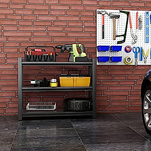 Anxxsu Garage Storage Shelves Heavy Duty, 3-Tier Metal Shelving Unit with Wheels, Large Capacity Storage Racks and Shelving, Utility Shelf Racks for Garage Kitchen Basement Warehouse