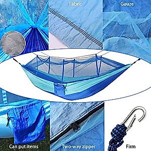 KEPEAK Camping Hammock with Net Netting, Single & Double Tree Hammock Net, Lightweight Nylon Portable Hammock for Backpacking, Camping, Travel, Beach, Yard