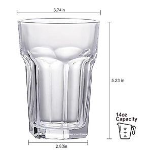 QAPPDA Clear Drinking Glasses Set of 12,Thick and Sturdy Water Glass Beer Tumbler,14oz All-purpose Beverage Glasses for Juice,Kitchen,Party