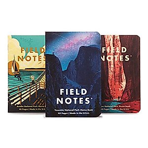 Field Notes: National Parks Series (Series A - Yosemite, Acadia, Zion) - Graph Paper Memo Book 3-Pack - 3.5 x 5.5 Inch