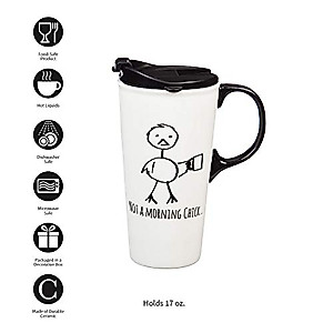 Not a Morning Chick Ceramic Travel Cup - 5 x 7 x 4 Inches