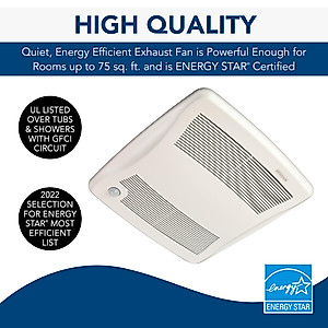 Broan-Nutone ZB80M ULTRA GREEN™ Multi-Speed Motion-Sensing Ventilation Fan, Ceiling Room-Side Installation Bathroom Exhaust Fan, ENERGY STAR® Certified, <