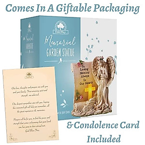 OakiWay Memorial Gifts - Garden Angel Statue Sympathy Gift with Solar Led Light, in Memory of Loved One, Condolence Gifts, Bereavement Gifts, Remembrance Gifts, Cemetary Grave Decorations