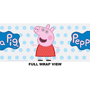LOGOVISION Peppa Pig Kids Tritan Plastic Water Bottle with Straw Lid and Handle, Reusable Tumbler for Toddlers, Unisex for Girls and Boys, 12oz, Big Peppa