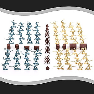 HAPTIME Pirate Toy Set,Pirate and Skeleton Warriors Figures,20 Pirates and 20 Skeleton Warriors with Accessories Such as Buckets,Fences, Bonfires,Treasure Chests