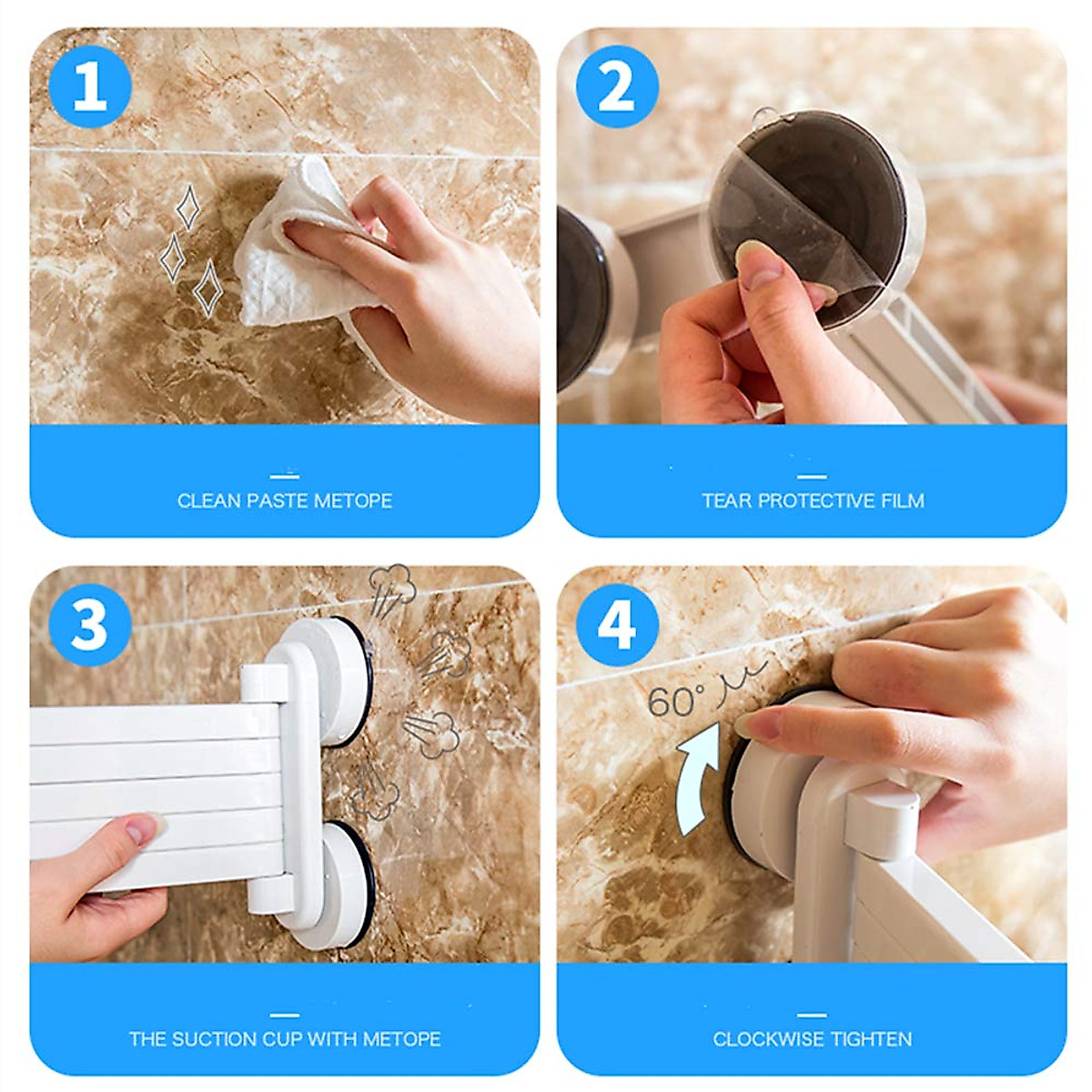 NJZYB Swivel Towel Rack, 5-Arms Folding Towel Bar with Suction Cup, No Drilling Reusable Wall Mount Finish Organizer, for Bathroom, Kitchen, Living Room