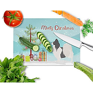 Caroline's Treasures BB8484LCB Papillon Christmas Glass Cutting Board Large, 12H x 16W, multicolor
