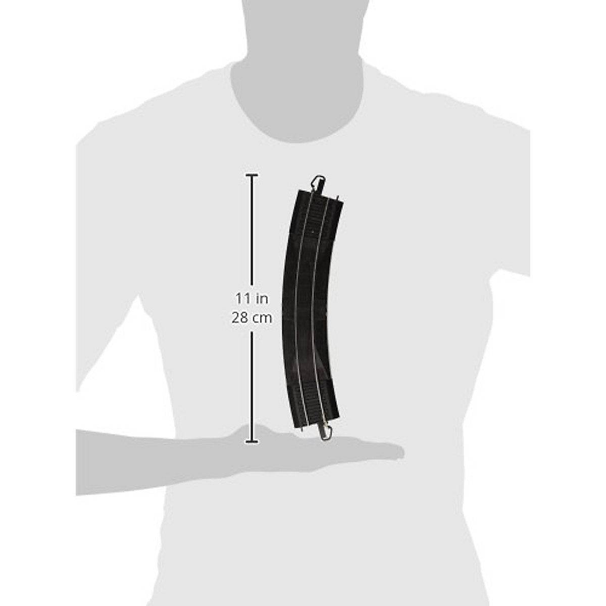 Bachmann Trains - Snap-Fit E-Z TRACK 18” RADIUS CURVED TERMINAL RERAILER w/WIRE (1/card) - STEEL ALLOY Rail With Black Roadbed - HO Scale