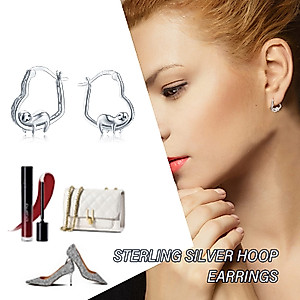 Sloth Earrings Sterling Silver Huggie Small Hoop Earrings for Sensitive Ears Sloth Jewelry Gifts for Women