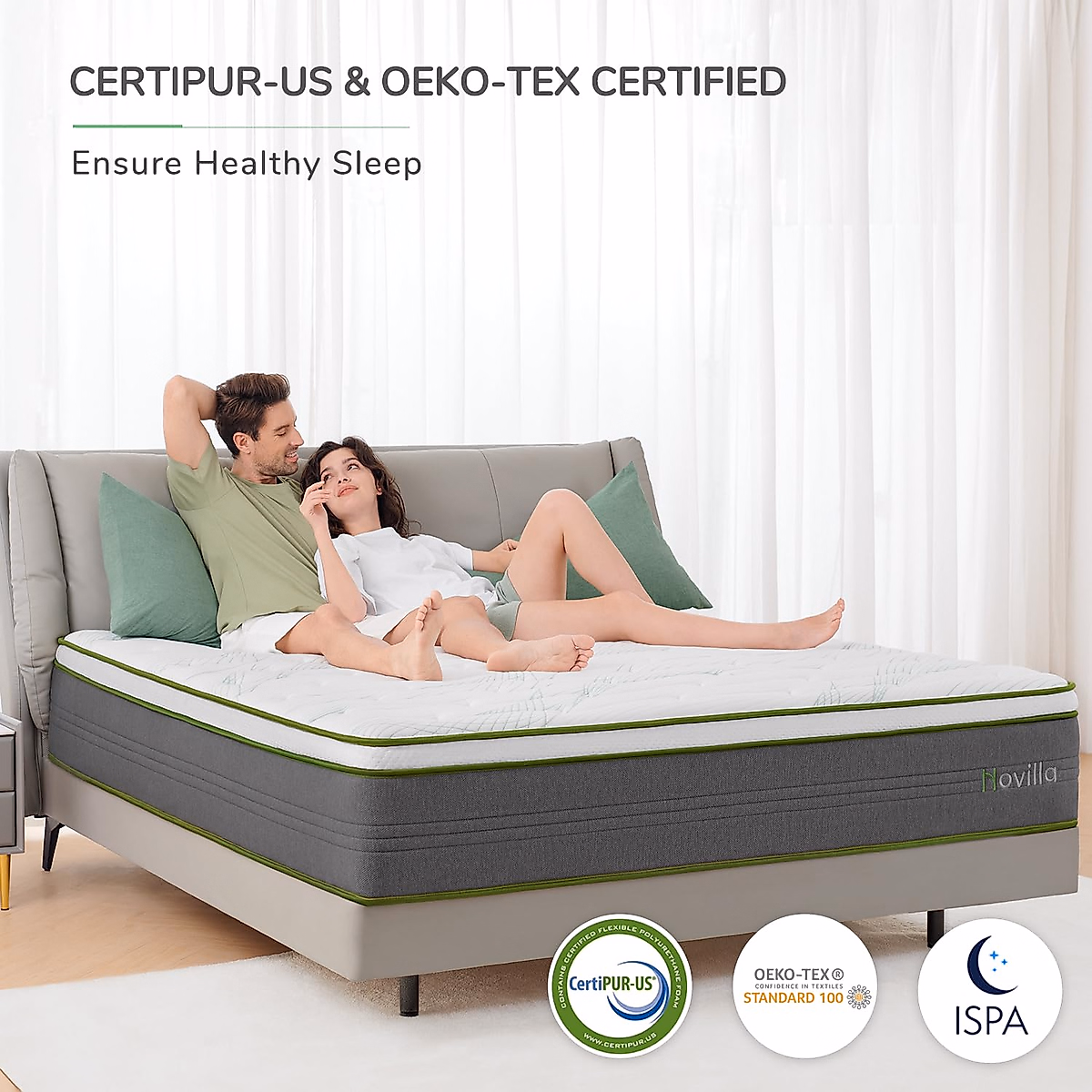 Novilla Queen Mattress, 10 Inch Queen Size Hybrid Mattress in a Box with Individually Pocket Coils & Memory Foam, Supportive & Pressure Relief, Medium Firm Breathable Hybrid Mattress Queen