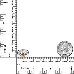 Gem Stone King 925 Sterling Silver Peach Morganite Engagement Ring For Women | 1.56 Cttw | Oval 8X6MM | Available in size 5, 6, 7, 8, 9