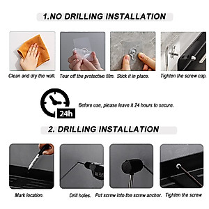 Teemuday Floating Shelves Wall Mounted for Bathroom, 15.7 x 4.7 inch, Floating Tray,Narrow Counter Organizer Shelf, Self Adhesive Shower Shelves for Bathroom, Laundry Room,Kitchen, Farmhouse, RV