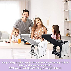 Baby Safety Cabinet Locks 12 Pack White-GRANDOTO Baby Proofing & Child Safety Cabinets Drawer Locks,DIY Easy to Install,No Tooling, Stronger Safety!
