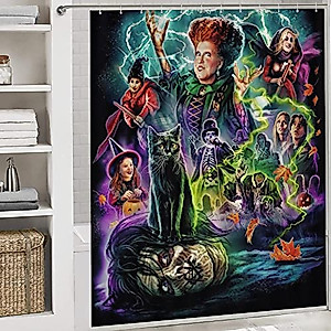 4pcs Halloween Shower Curtain Sets, Bathroom Sets with Shower Curtain, Toilet Lid Rug, Contour Mat and Bath Mat, Shower Curtain with 12 Hooks for Bathroom Set Decor (72 X 72 Inch)