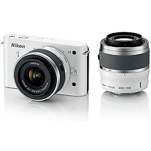 Nikon 1 J1 Compact System Camera with 10-30mm and 30-110mm Double Lens Kit - White (10.1MP) 3 inch LCD