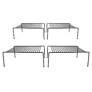 COMELYJEWEL 4pcs/pack Medium - L 13" x W 9" x H 5.1" Non-Slip Feet Black Cabinet Storage shelves Shelf organizer Rack Steel Metal Wire Counter & Pantry Home Kitchen Drawer Organizer , Medium