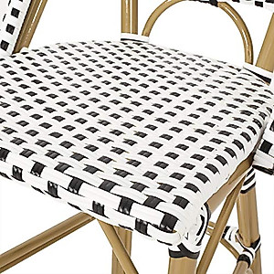 Christopher Knight Home 314450 Kinner Outdoor Barstool, Black + White + Bamboo Print Finish