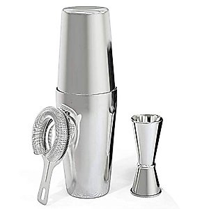 n/a Cocktail Shaker Set Professional Shaker Cocktail Strainer and Jigger Set 4 Piece Stainless Steel Bar Supplies