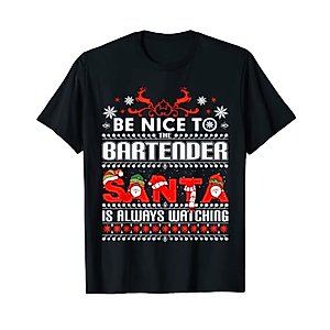 Bartender Ugly Christmas Sweater Gift Funny Bartenders T-Shirt