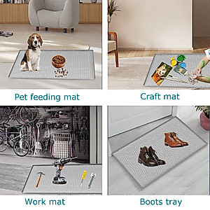 Jacooxi Under Sink Mat 28 x 19 for Kitchen Waterproof, Silicone Under Sink Liner, Bathroom Kitchen Cabinet Protector Mat, Easy to Clean Cabinet Mat Organizers and Storage, Light Grey