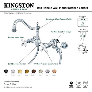 Kingston Brass KS124PXBSAC Heritage Bridge Kitchen Faucet, Antique Copper, 11.81 x 8.13 x 8.5