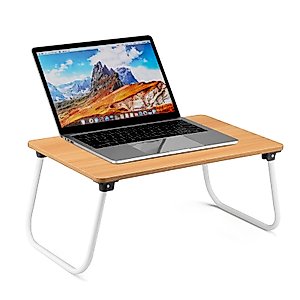 Ruxury Folding Lap Desk Laptop Stand Bed Desk Table Tray, Breakfast Serving Tray, Portable & Lightweight Mini Table, Lap Tablet Desk for Sofa Couch Floor - Wood