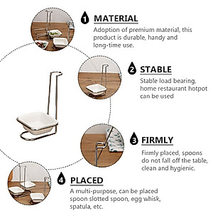 DOITOOL White Ceramic Double Ladle Spoon Rest Holder with Stainless Steel Rack Upright Utensil Holder for Stovetop Kitchen Counter Organization