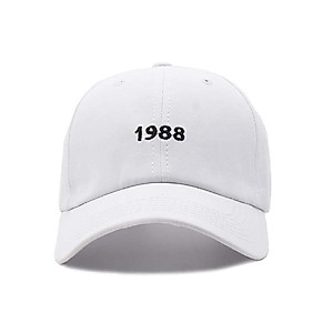 SUNS 1988 Retro Baseball Cap Adjustable Baseball Cap Cotton Denim Dad Hat-White_M (56-58Cm)