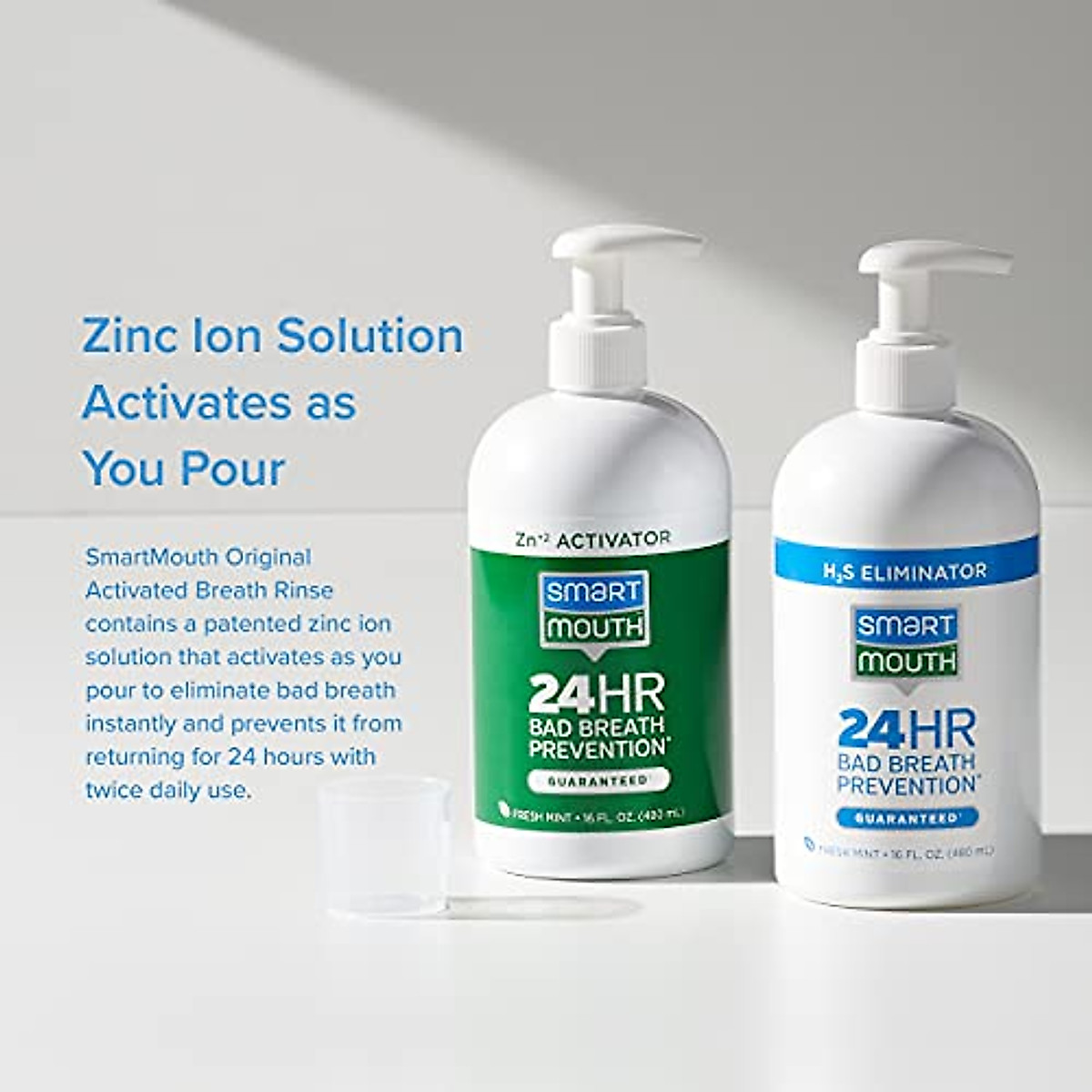 SmartMouth Original 2-Bottle Activated Mouthwash with Pumps, Bad Breath Support, 32 fl oz