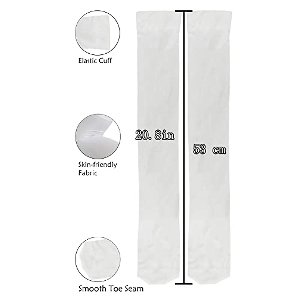 Lastclream Women Costume Thigh High Silk Stockings for Girls Over Knee Socks Cosplay Knee High Hosiery (White)