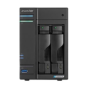 Asustor AS6602T | Lockerstor 2 | Network Attached Storage | 2.0GHz Quad-Core, Two 2.5GbE Port, Three 3.2USB Port, 4GB RAM DDR4, HDMI2.0a Output (2 Bay Diskless NAS)