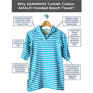 SAMMIMIS Kid’s Beach Towel with Hood - Boys & Girls Swim Cover Up - Pullover Hooded Beach Towel with Long Sleeves – Light, Quick Dry Towel & Hoodie