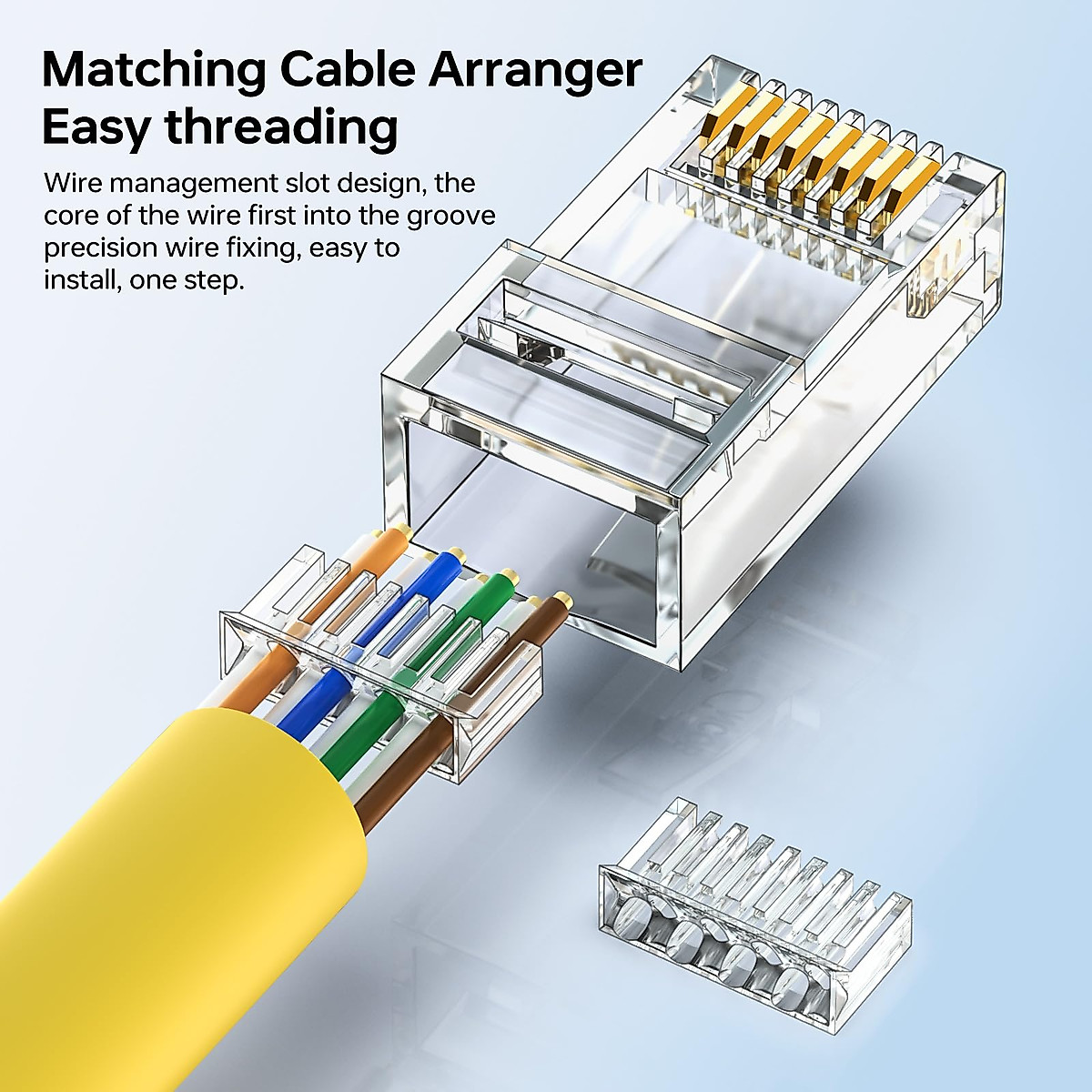 CNCOB Cat6 Connector RJ45 Connectors 100pcs UTP 8P8C RJ45 2 Pieces Load Bar Modular Plug Gold Plated Durable and Strong Connection for Cat6 Cat5e