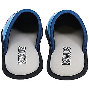 Peanuts Family Slippers, Mismatch Holiday Scuff Snoopy & Woodstock, Blue