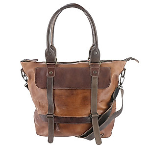 Bed|Stu Women’s Big Fork Shoulder Leather Bag (Tan Rustic)