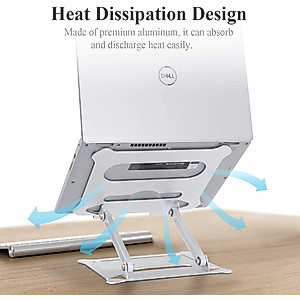Diswoe Laptop Stand, Ergonomic Portable Aluminum Computer Riser, Ergonomic Laptops Elevator for Desk, Foldable Metal Holder Compatible with Notebook, MacBook and More 10-15.6”Laptop