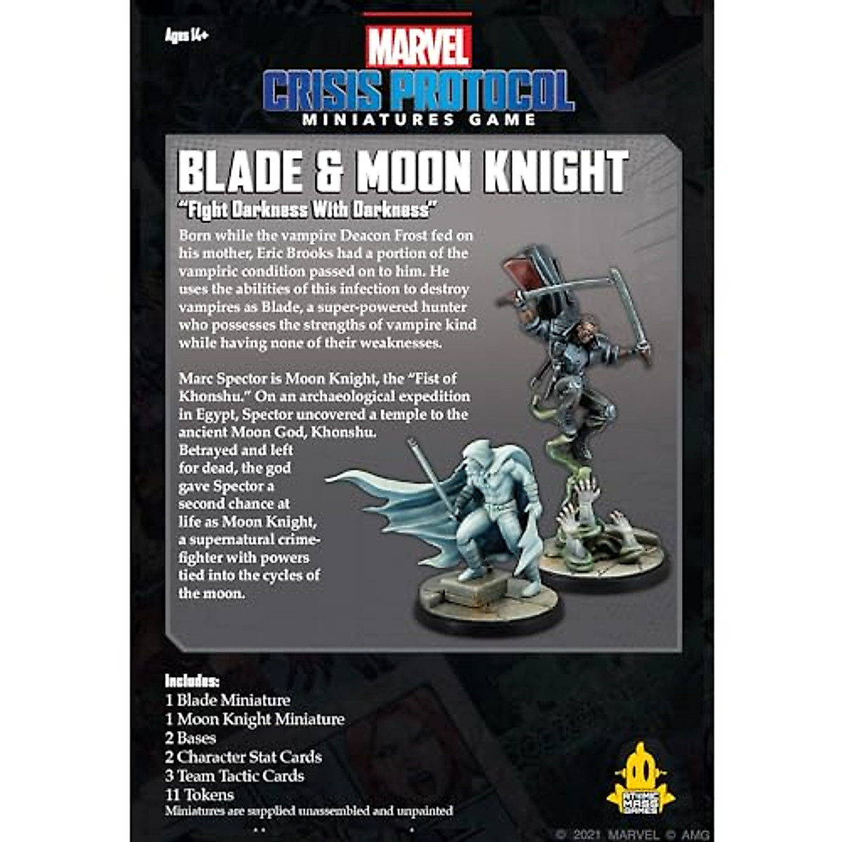 Atomic Mass Games Marvel: Crisis Protocol Blade & Moon Knight Character Pack - Supernatural Superheroes Unite Against Darkness! Tabletop Superhero Game, Ages 14+, 2 Players, 90 Min Playtime, Made