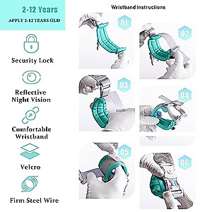 Anti Lost Wrist Link 2 Pack, WSZCML Toddler Safety Leash with Key Lock, Reflective Child Walking Harness Rope Leash for Kids & Babies, 2.5M / 8.2ft Cyan + 2.5M / 8.2ft Light Pink