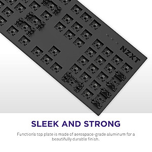 NZXT Function Full-Size USB Gaming Keyboard – Gateron Red Mechanical Switches: Linear, Fast, and Quiet – Hot-Swappable – RGB Backlit – Aluminum Top Plate – Sound Dampening Foam – Wrist Rest – Black