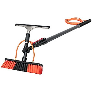 Happybuy Water Fed Pole Kit, 30ft Length Water Fed Brush w/ Squeegee, 9m Water Fed Cleaning System, 3-in-1 Aluminum Outdoor Window Cleaner w/ 33' Hose, Cleaning Tool for Window Glass, Solar Panel