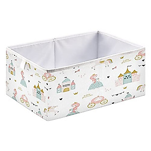 Kigai Princess Castle Rectangular Storage Bins - 16x11x7 In Large Foldable Storage Basket Fabric Storage Baskes Organizer for Toys, Books, Shelves, Closet, Home Decor