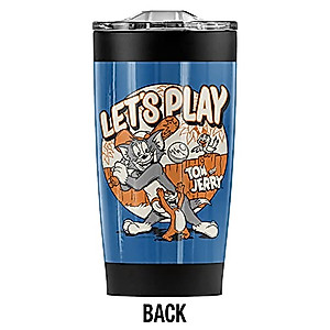 Logovision Tom and Jerry Let's Play Stainless Steel Tumbler 20 oz Coffee Travel Mug/Cup, Vacuum Insulated & Double Wall with Leakproof Sliding Lid | Great for Hot Drinks and Cold Beverages