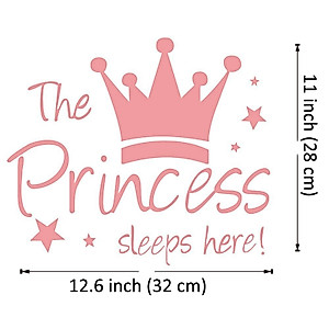 Maydahui 2PCS Wall Sticker The Prince/Princess Sleep Here 12.6 Inch Little Crown Star Art Quotes Wall Decal Decor for Living Room Bedroom