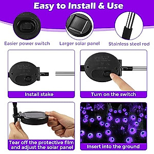 Solar Scary Eyeball Halloween Decor - 2-Pack Outdoor Pathway Lights with 16 LED Waterproof Swaying Firefly Lights for Yard & Patio