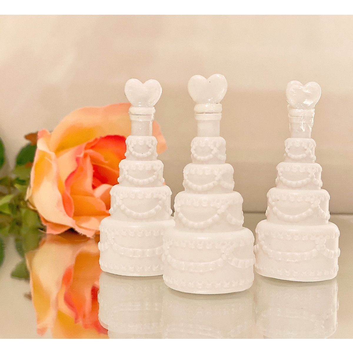 GIFTEXPRESS 48 pcs 3" Wedding Bubble Wands White Cake Shaped Bubble Wands, Party Favors for Wedding Supplies, Valentine's Day, Anniversary Celebrations