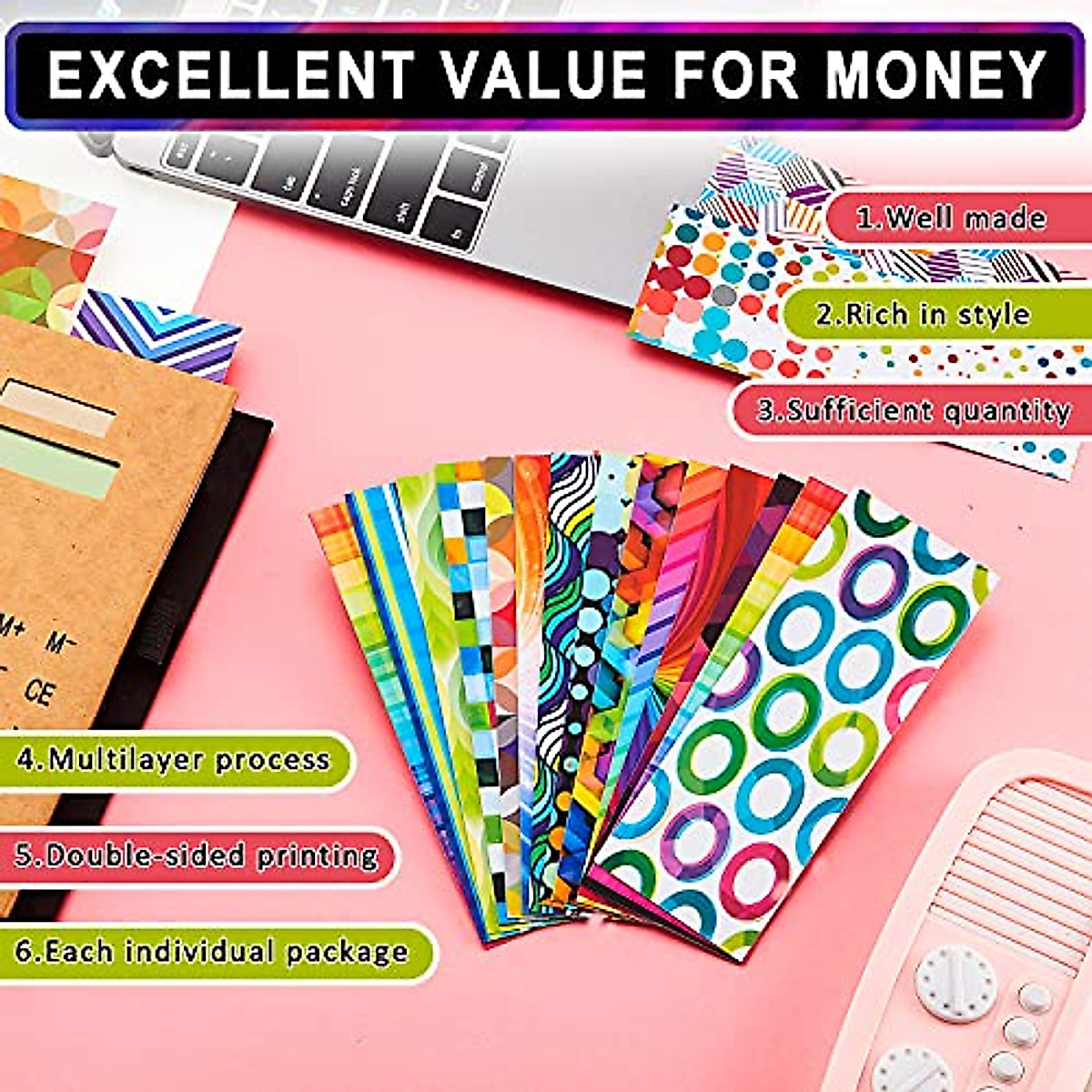 Kids Laminated Book Markers Optical Bookmarks Reading Bookmarks Creative Colored Bookmarks for Teacher Student Kids Classroom School Office Stationery Supply (160 Pieces)