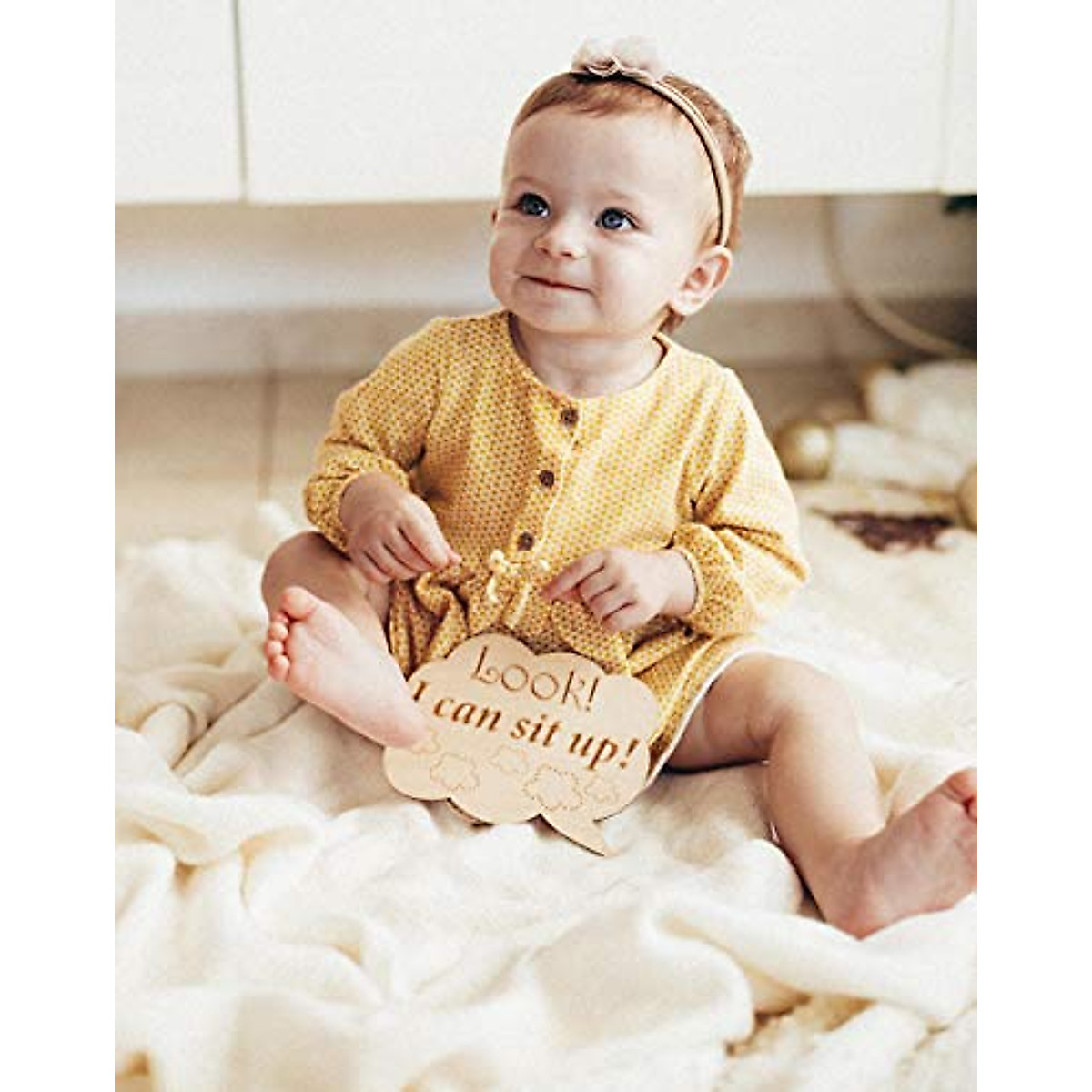 Heart's Sign 24 Designs Monthly Baby Milestone Cards - Baby Monthly Milestone Wood Discs | Baby Months Signs | Baby Milestone Discs | Baby Photo Props