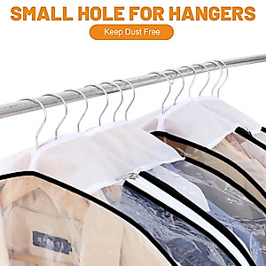 Dntorx 4 Pack Full Clear Garment Bags (40&50"), Clothes Covers with 10" Gusseted, Clear Bags for Hanging Clothes, Suit Bags, Coat Covers for Closet with Side Zip for Coats, Jackets, Windbreaker, Dress